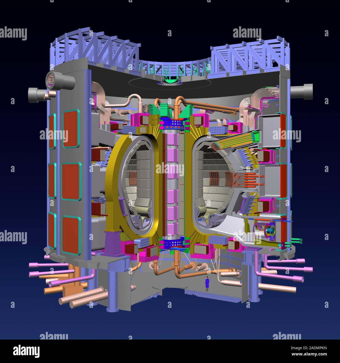 Nuclear fusion research. Cutaway computer artwork of the planned ITER ...