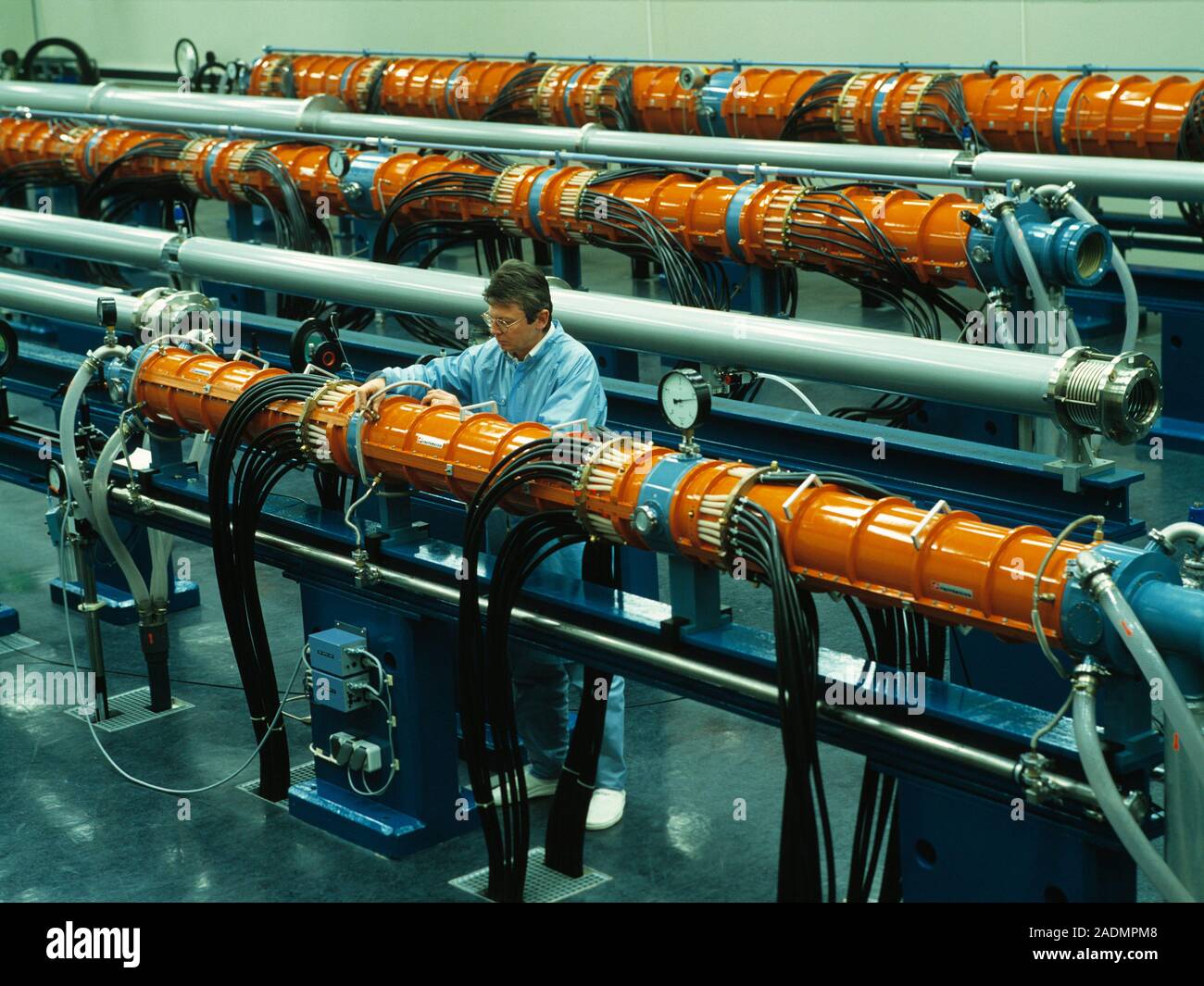 Nuclear fusion research. High- powered laser used in experiments aimed ...