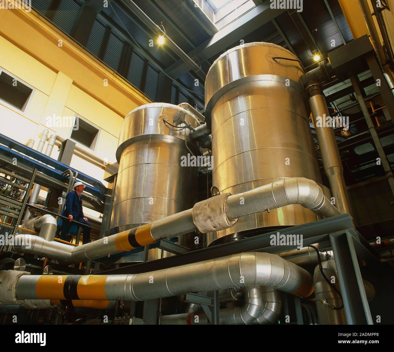 Fuel cell power station. View of the interior of a power station driven ...