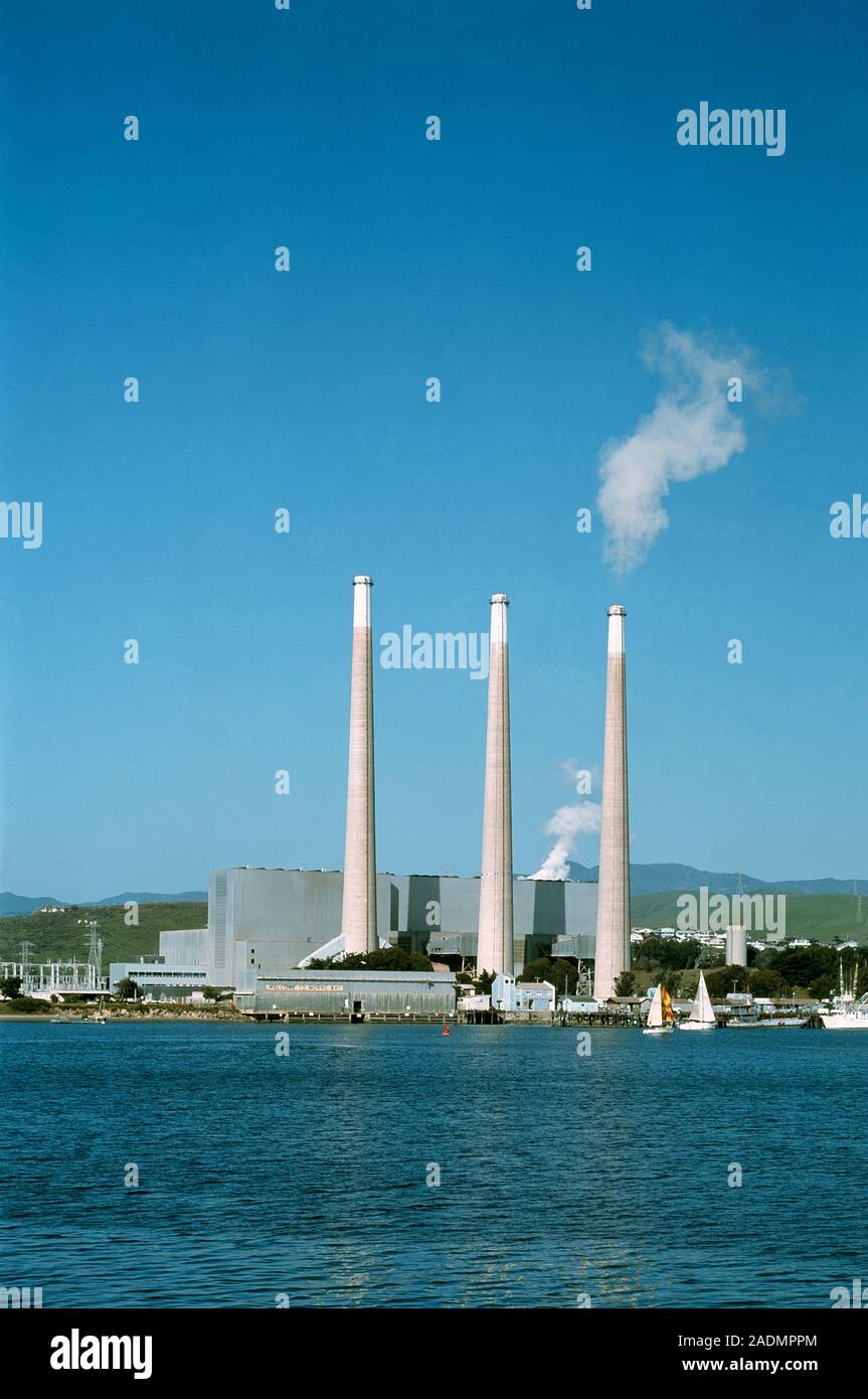 Oil power station. Oil is burnt in the power station to produce steam ...