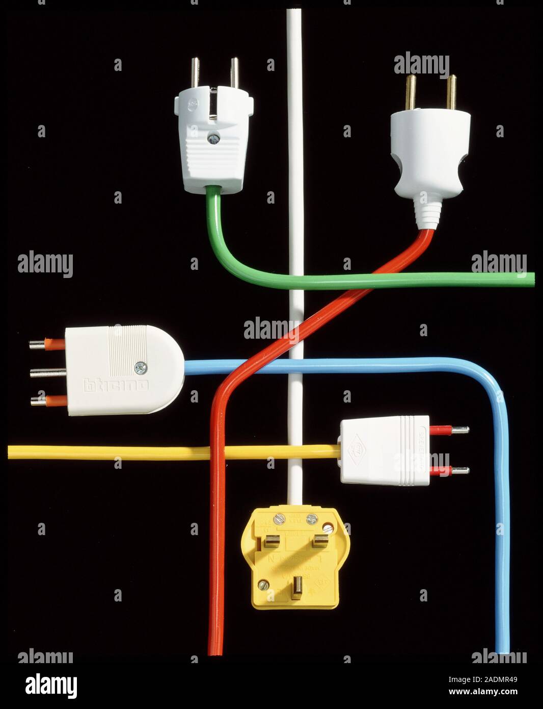 European electrical plugs. A collection of different designs of ...