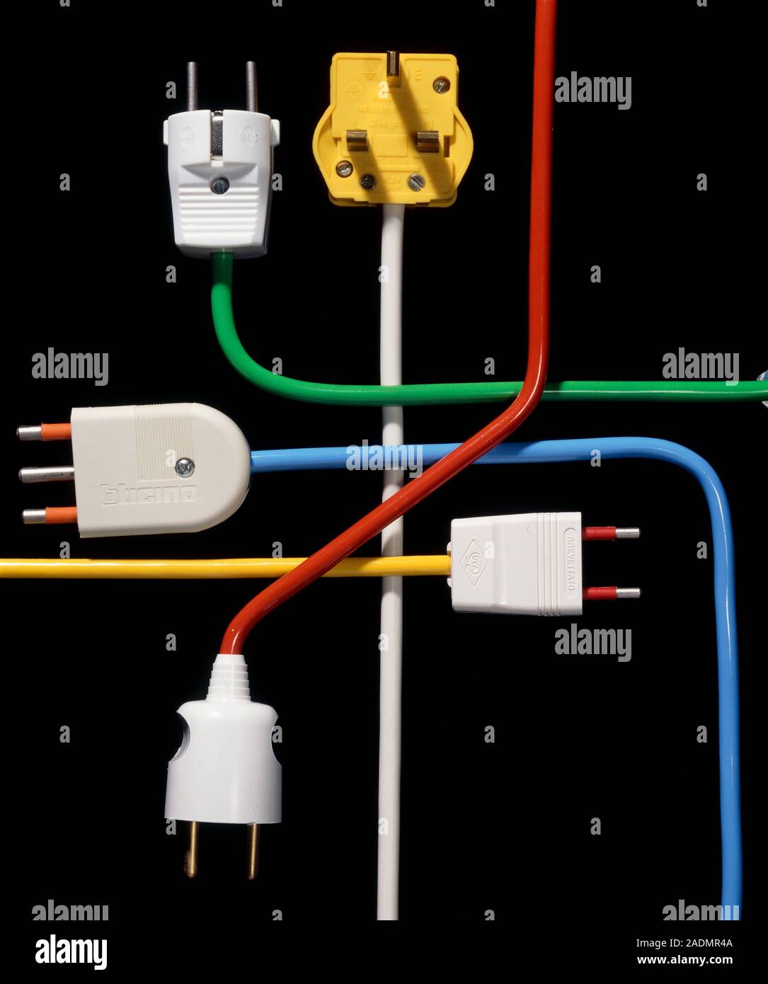 European electrical plugs. A collection of different designs of ...