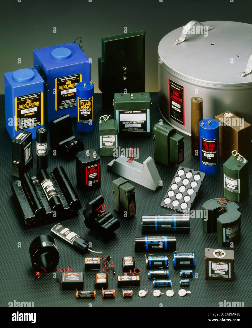 Batteries. Assortment of different batteries. Batteries convert ...