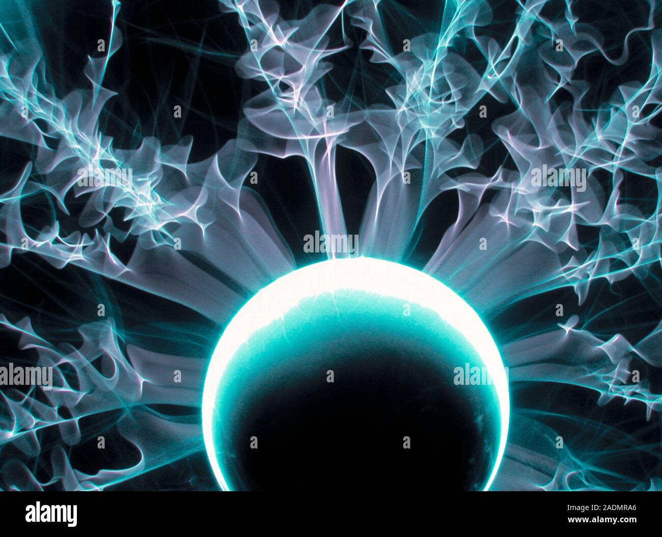 Plasma globe. Streamers of light inside a plasma globe. This device ...