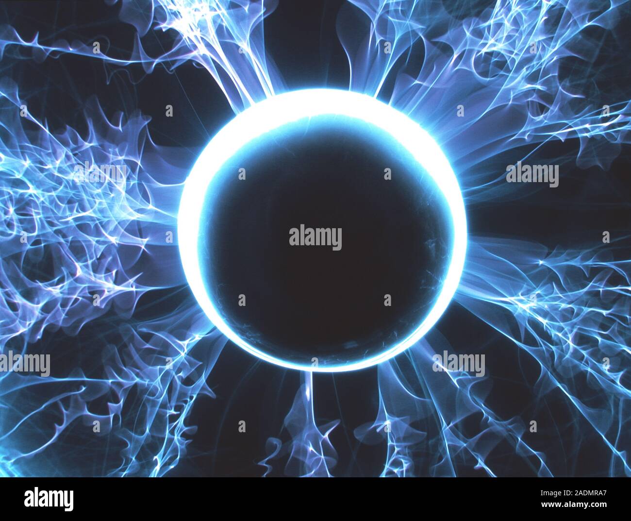 Plasma globe. Streamers of light inside a plasma globe. This device ...