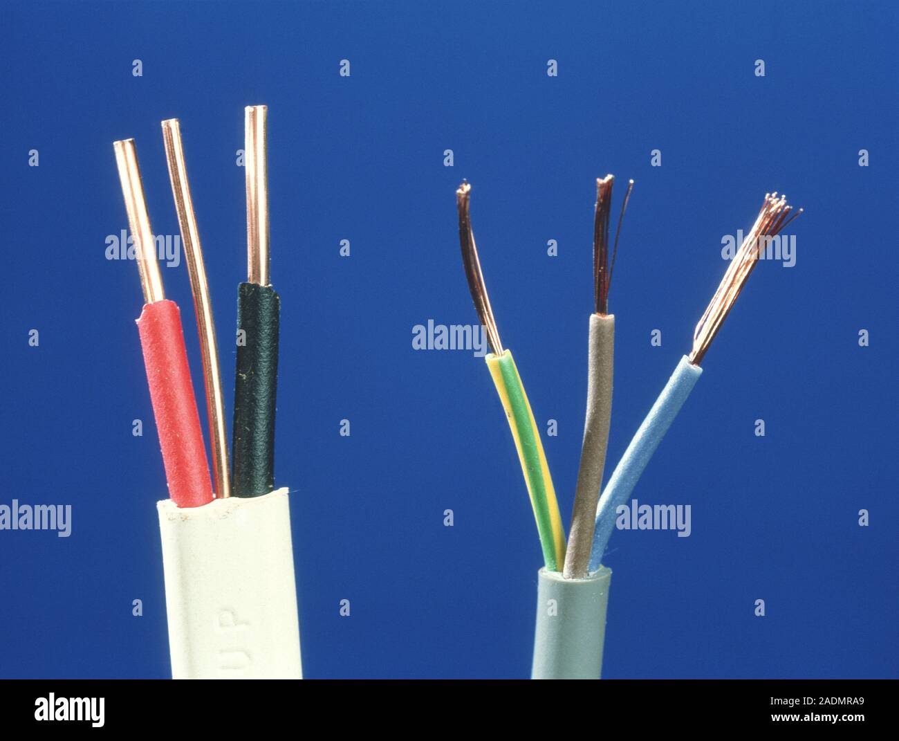 Electrical wires. The cable on the left carries electricity in British ...