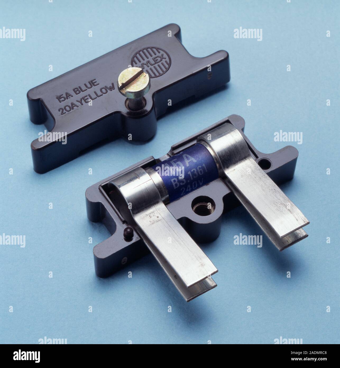 Electrical fuse carrier. Cartridge fuse carrier with a 15-amp fuse ...