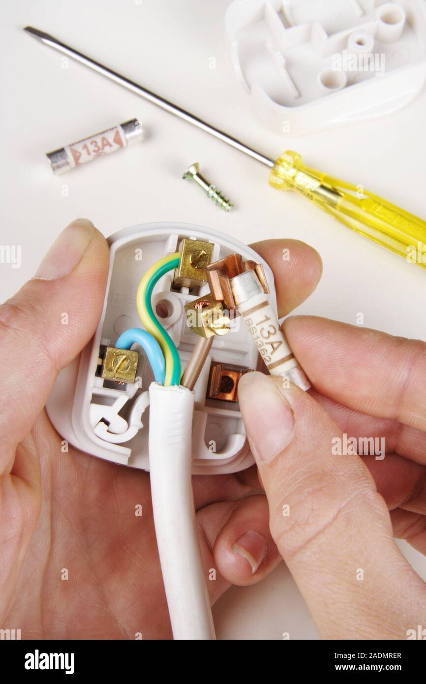 Changing plug fuse. Fuses are designed to protect electrical devices ...