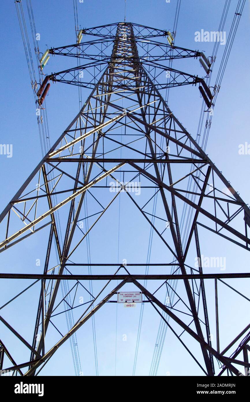 Electricity pylon supporting power lines Stock Photo - Alamy