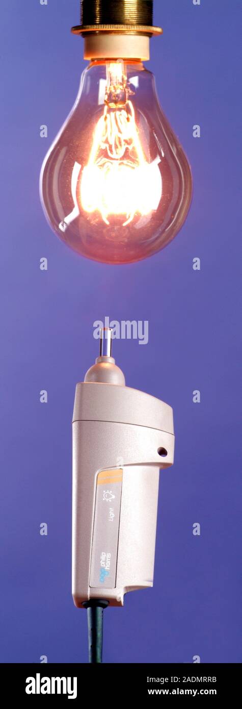 Light level sensor. The sensor is at the end of the metal rod, and has ...