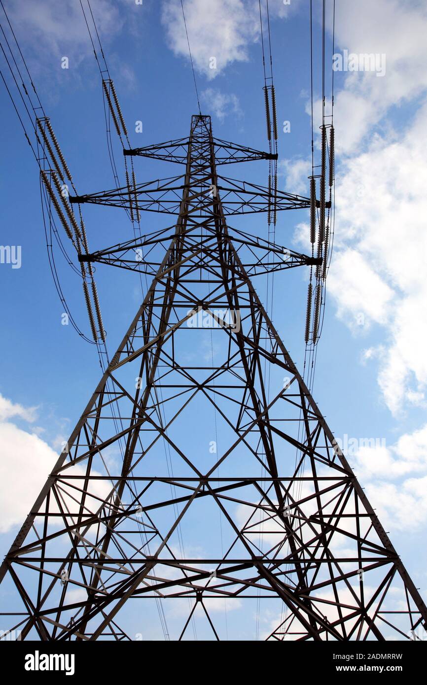 Electricity pylon supporting power lines Stock Photo - Alamy