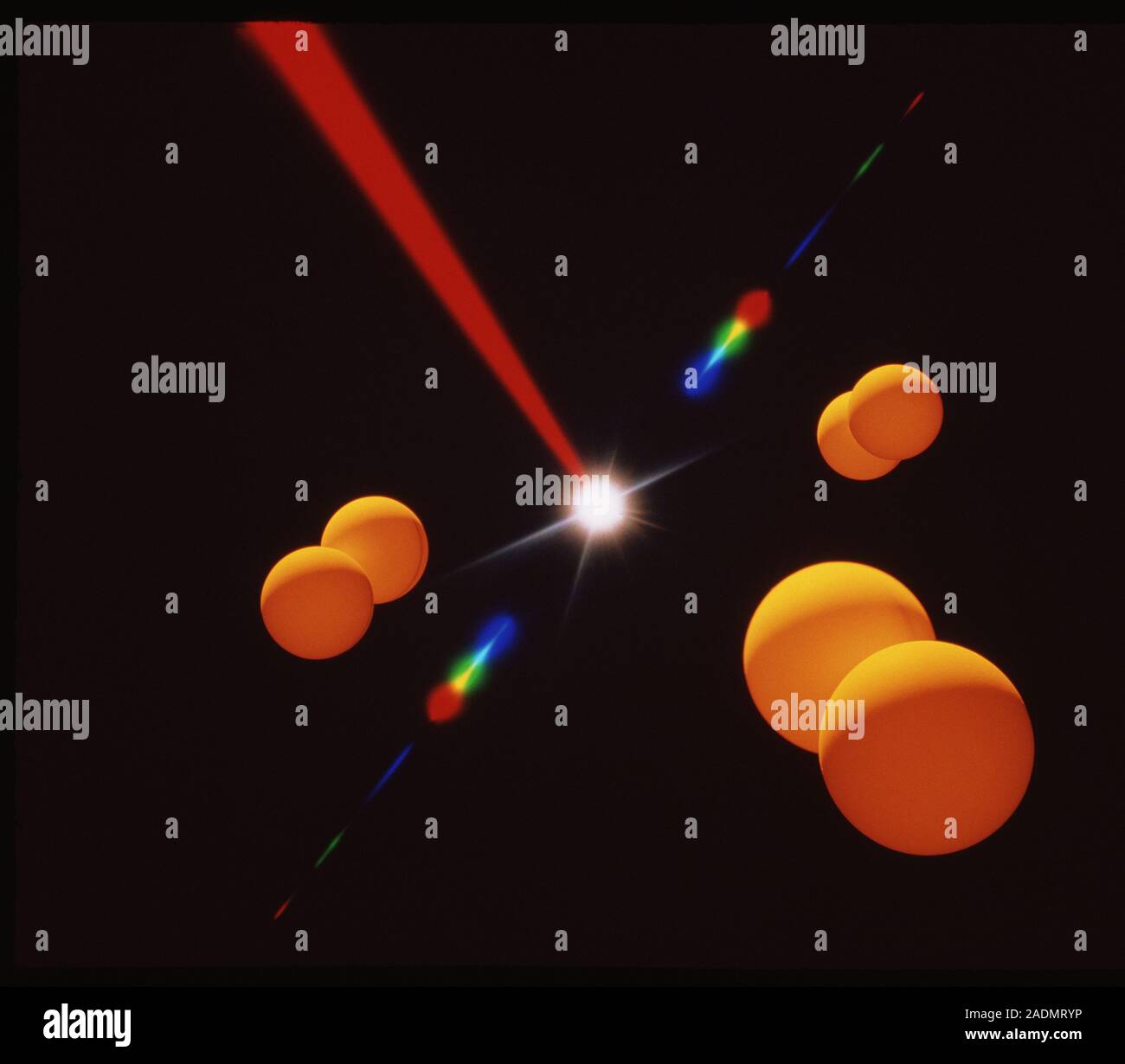 Laser splitting molecule. Computer artwork depicting a scientific ...