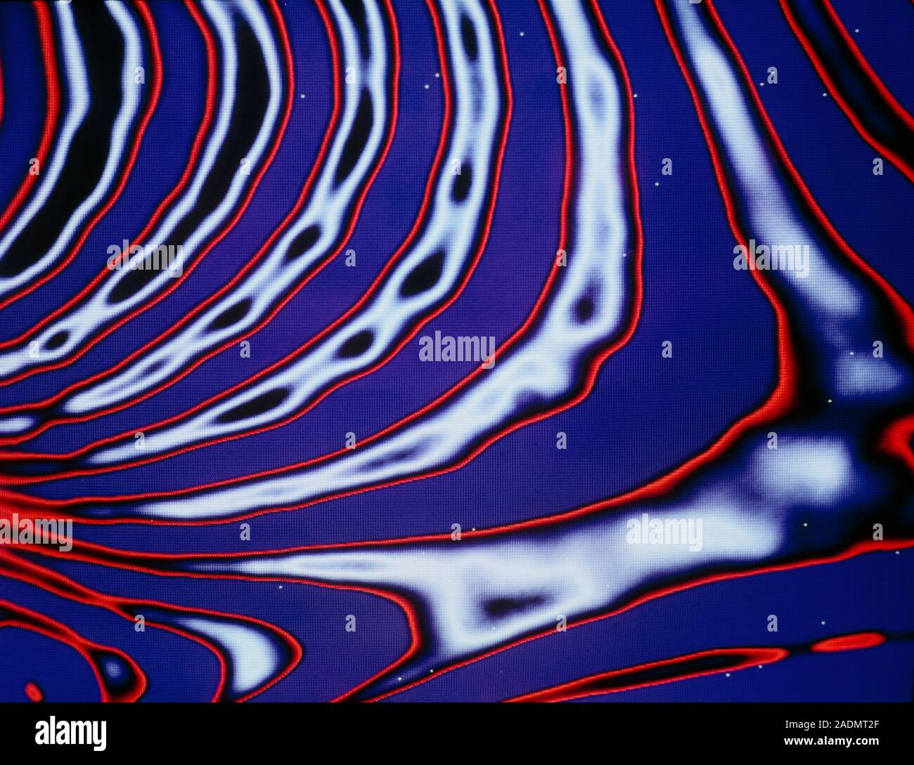 False colour holographic interference pattern representing the pattern ...