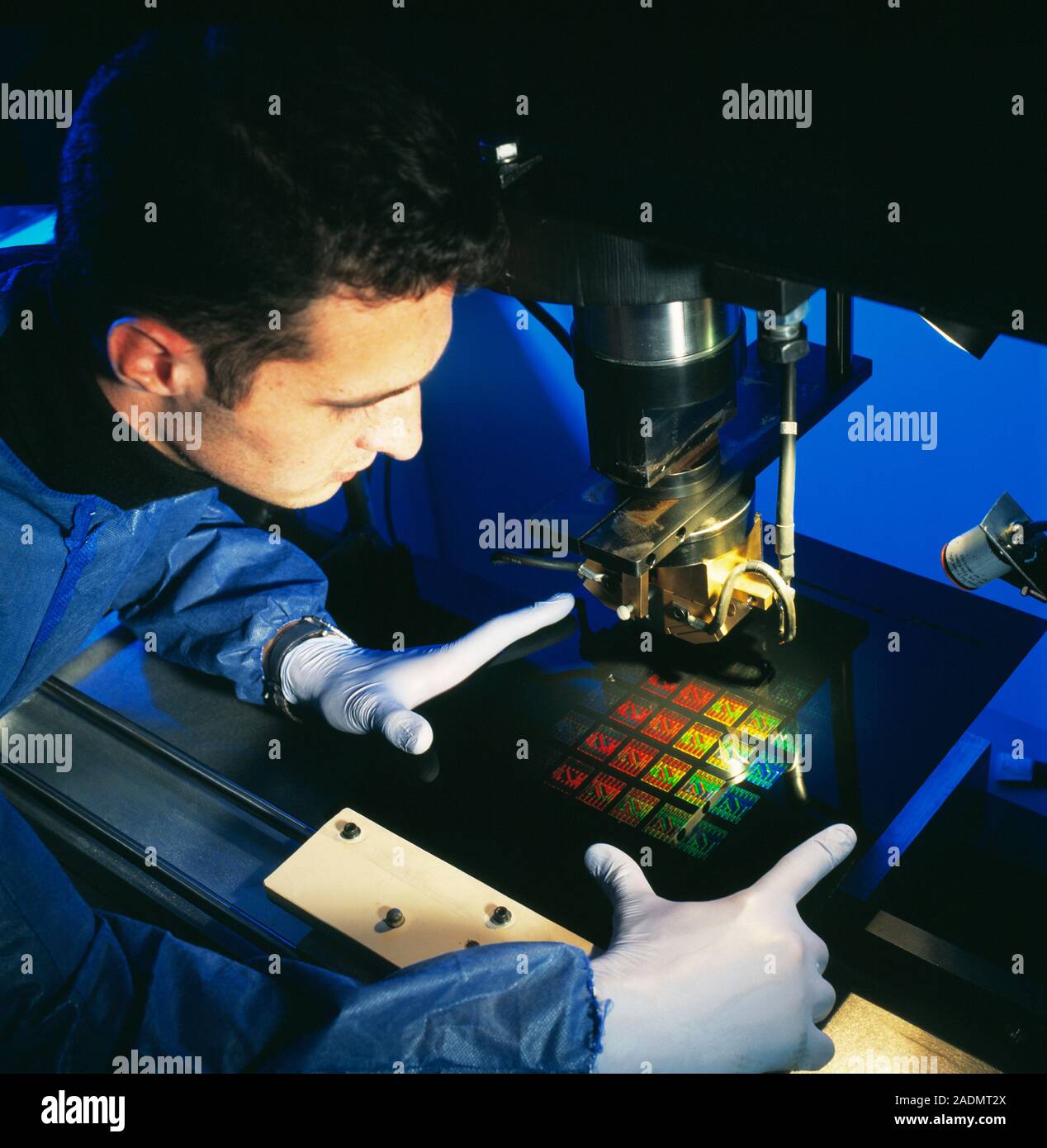 Holography. Holographic technician duplicating holograms. The process ...