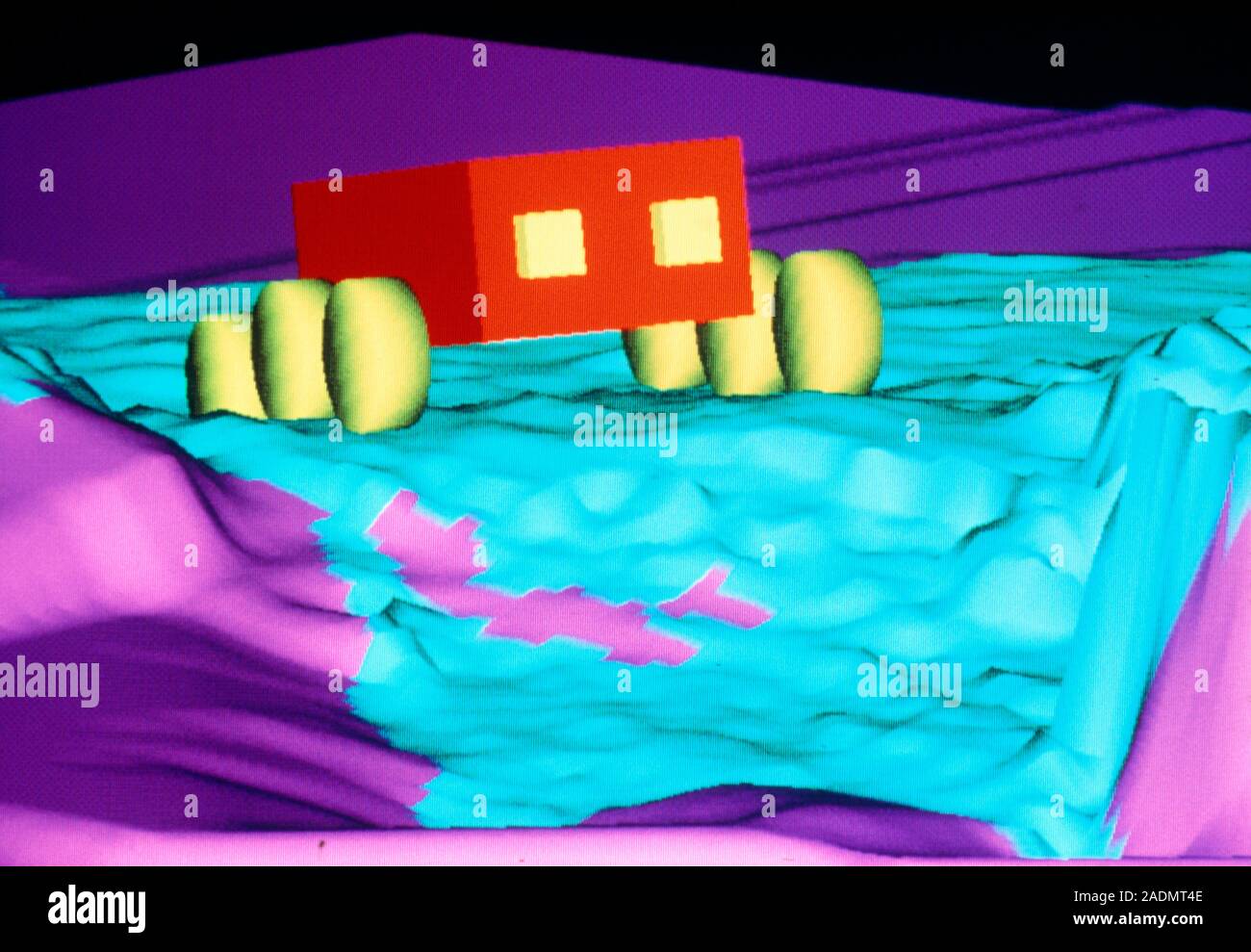 Terrain model made by the ADAM autonomous rover. Computer image of the ...