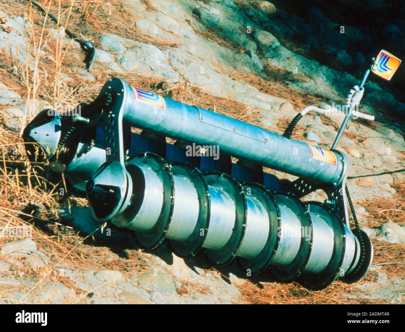 Robot mine detector. A prototype remote-controlled robot mine detector ...