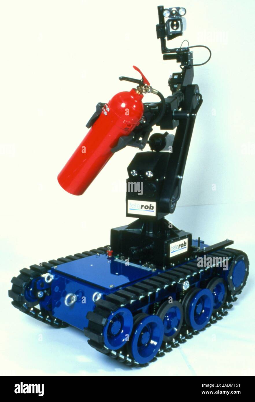 Robot firefighter. Robot designed to fight fires in hazardous areas ...
