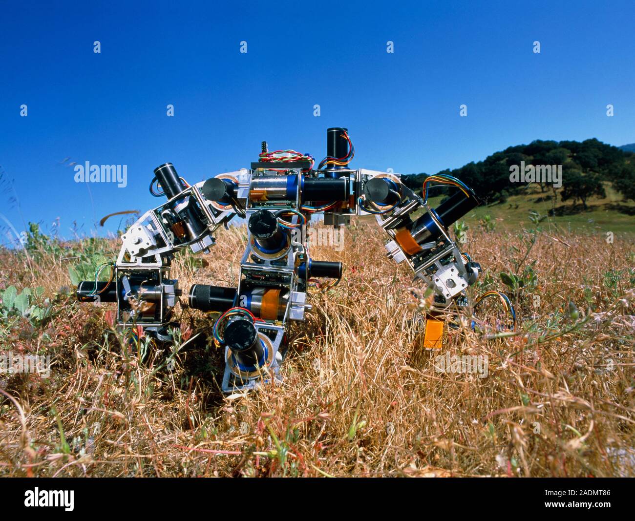 Spider Robot Prototype G2 Modular Robot Polybot Walking In A Field Polybots Are Made From