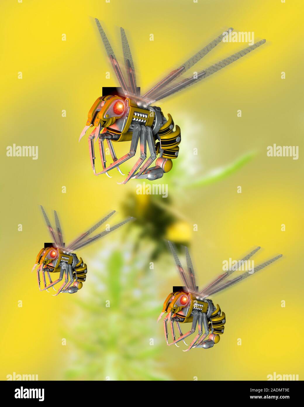Robot insects. Computer artwork of MEM (microelectromechanical) robots ...