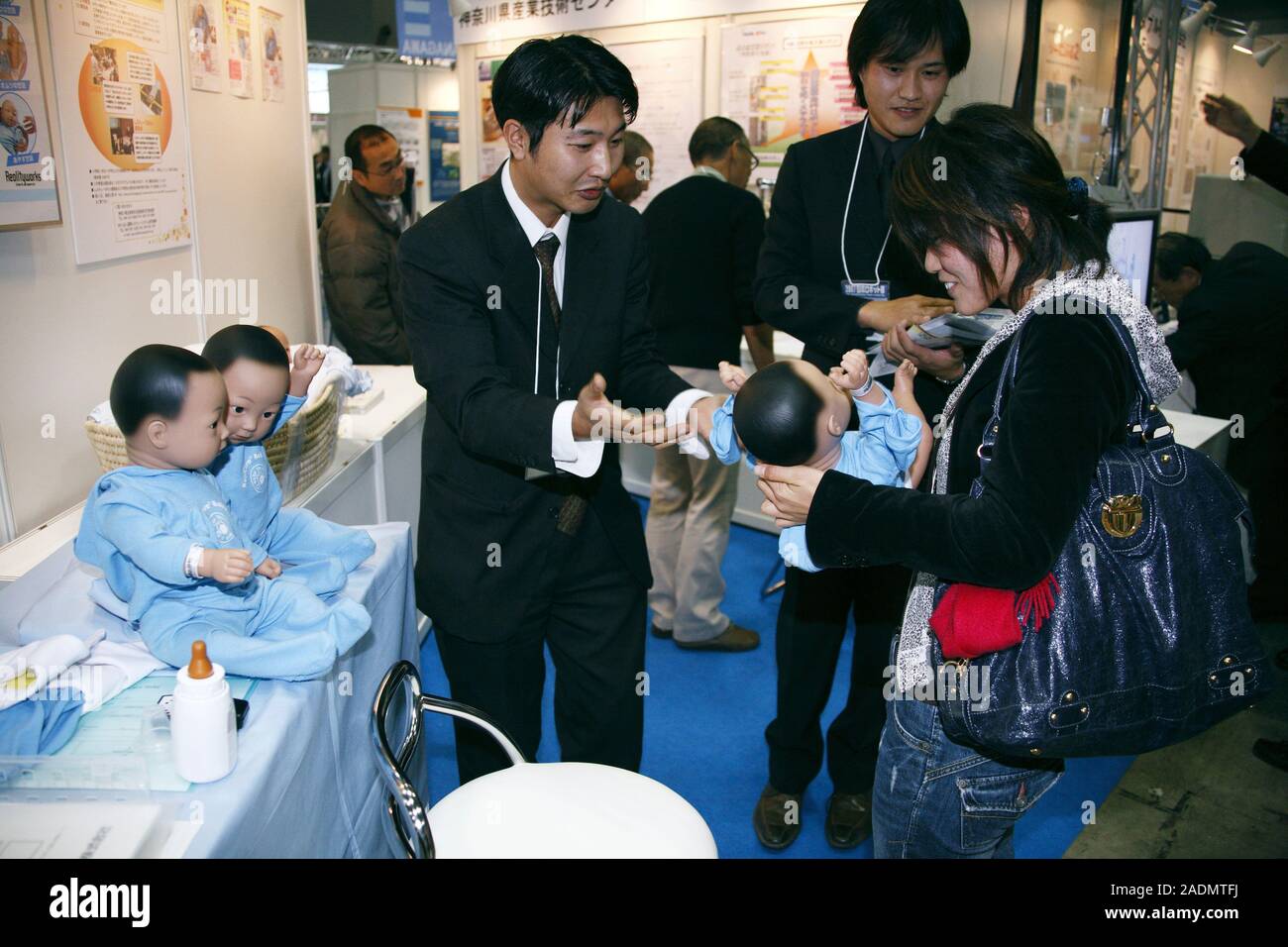 Toy baby robots. These are RealCare Baby II robots from the US company ...