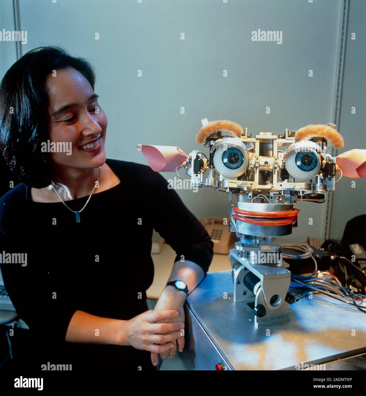 Kismet robot. Researcher Cynthia Breazeal with the Kismet android robot ...