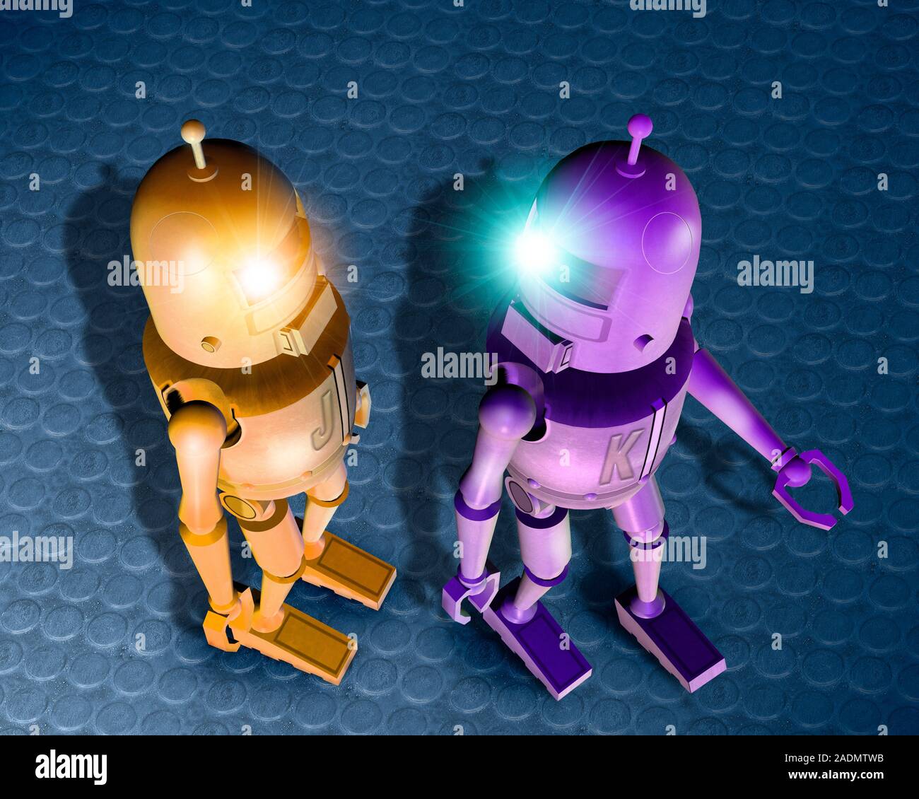 Robots. Computer artwork of two human-like robots (androids Stock Photo ...