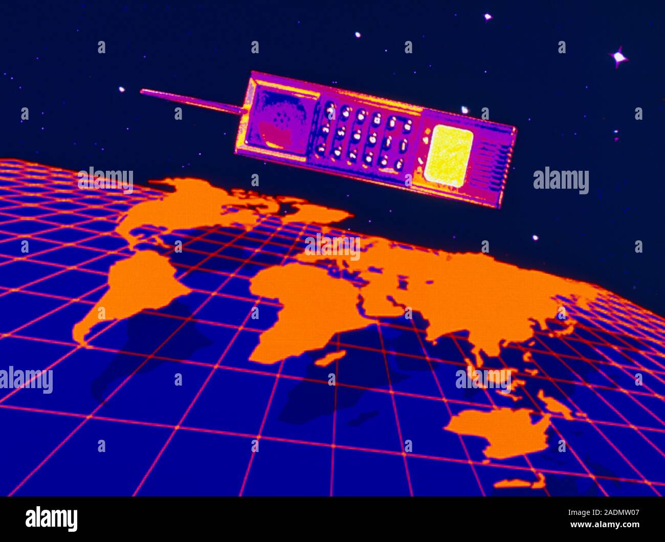 Global telecommunication. Computer graphic of a mobile cellular ...