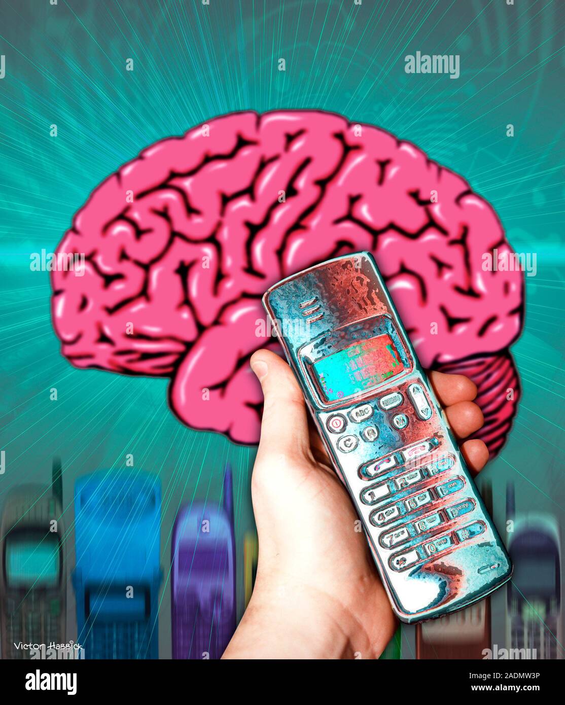 Mobile telephone danger. Conceptual computer ill- ustration of the ...