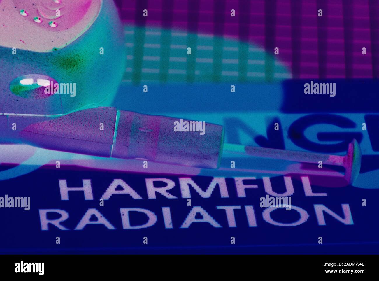 Mobile telephone danger. Conceptual image showing a mobile telephone ...