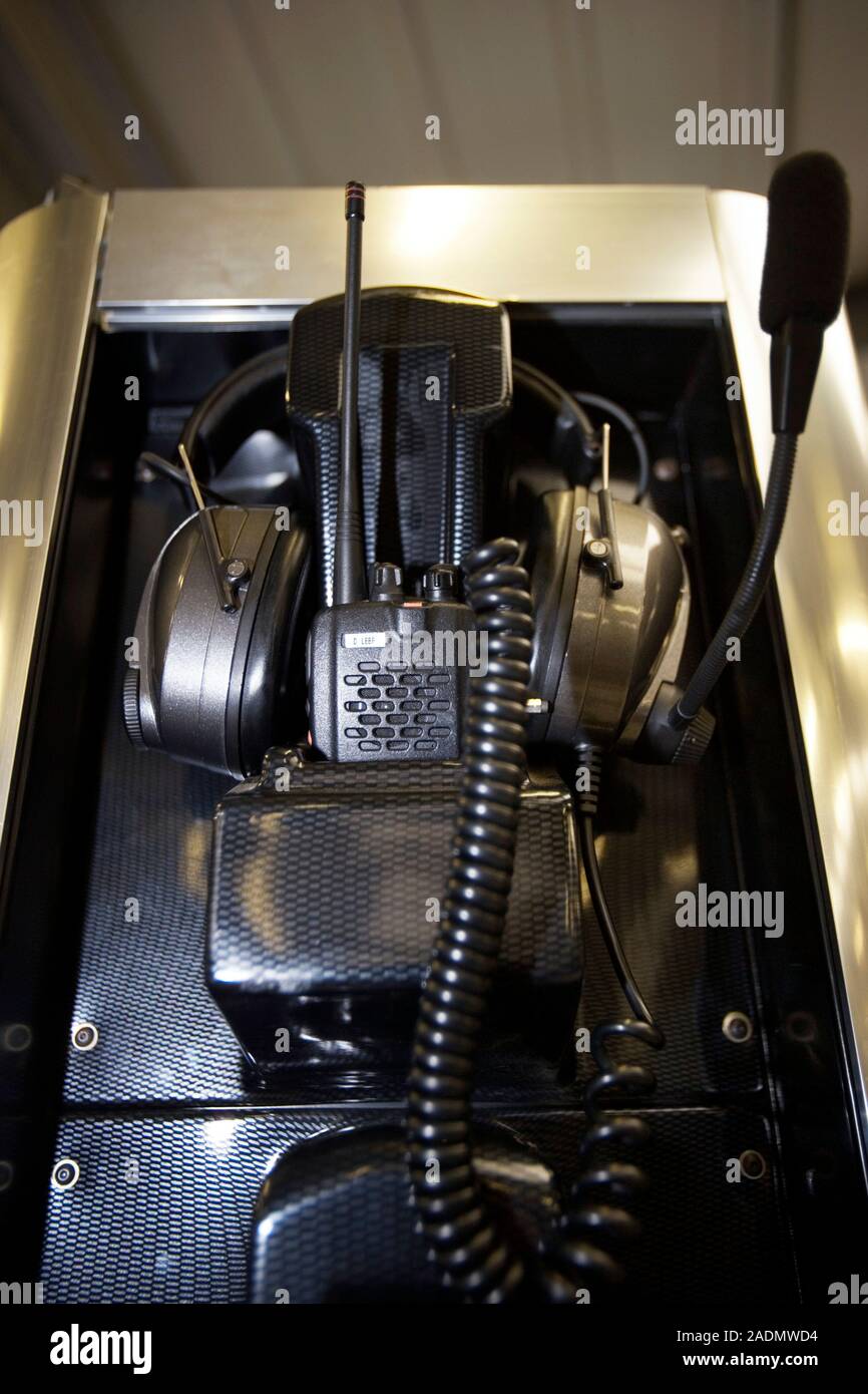 Two-way radio kit including headphones and a microphone Stock Photo - Alamy