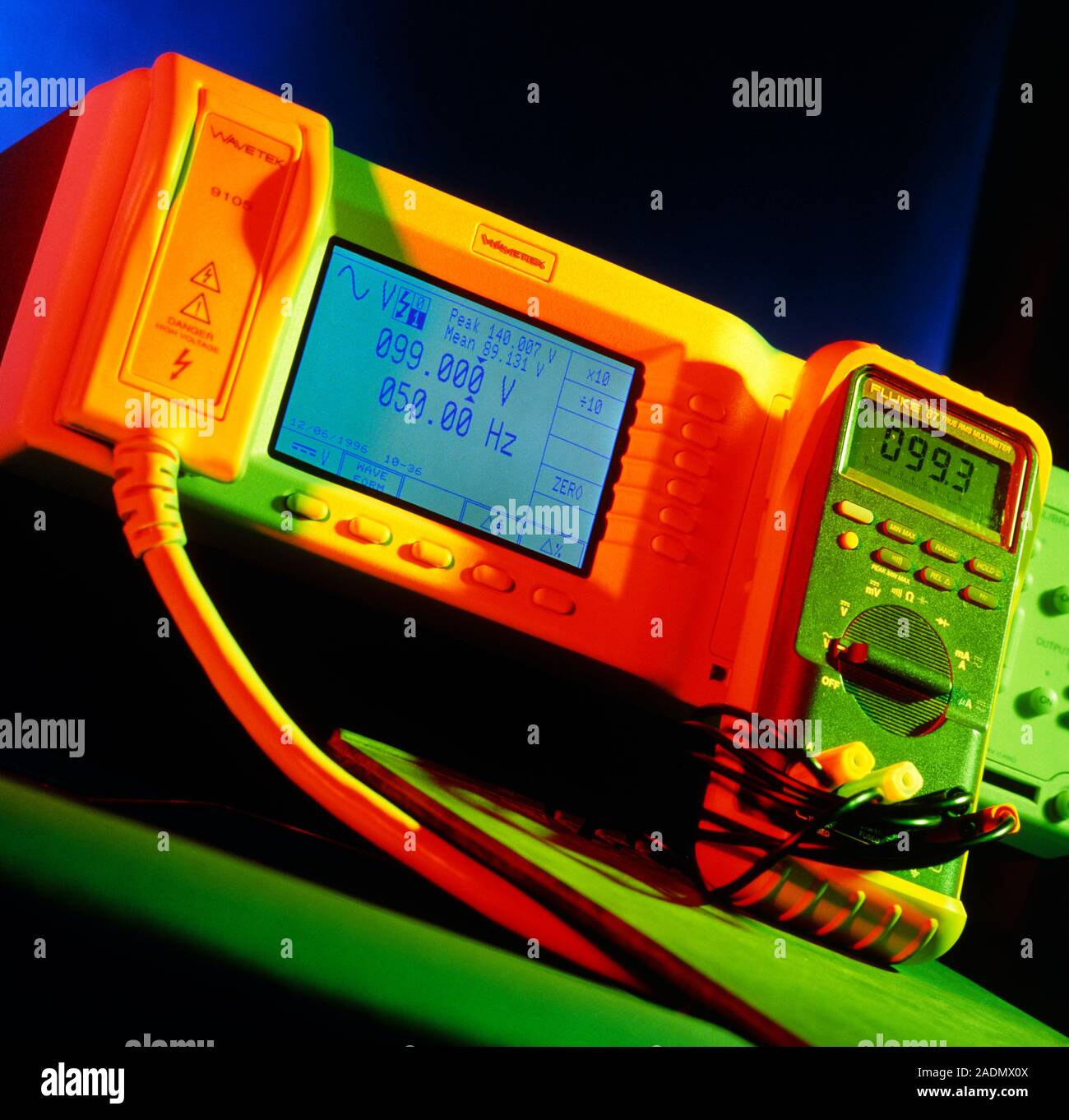 Voltmeters. Digital voltmeters used for measuring electricity supplies ...