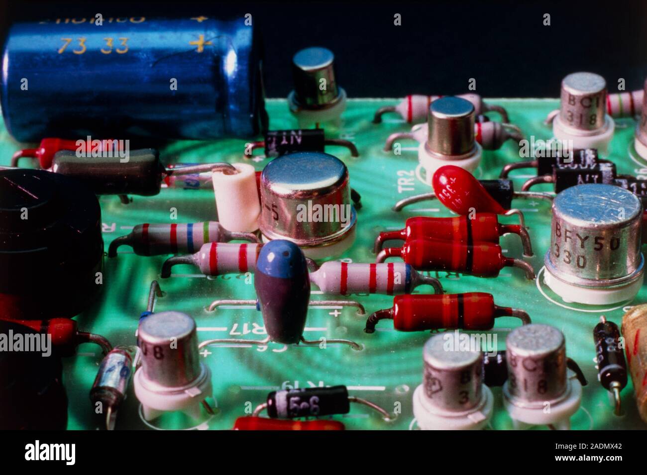 A smoke detector transistor circuit. It measures 4x3 inches. This ...