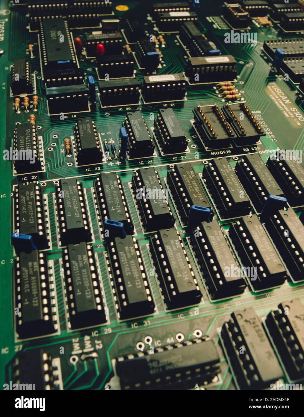 Transam Tuscan S100 computer processor board (mother board) showing details of the banks of ...