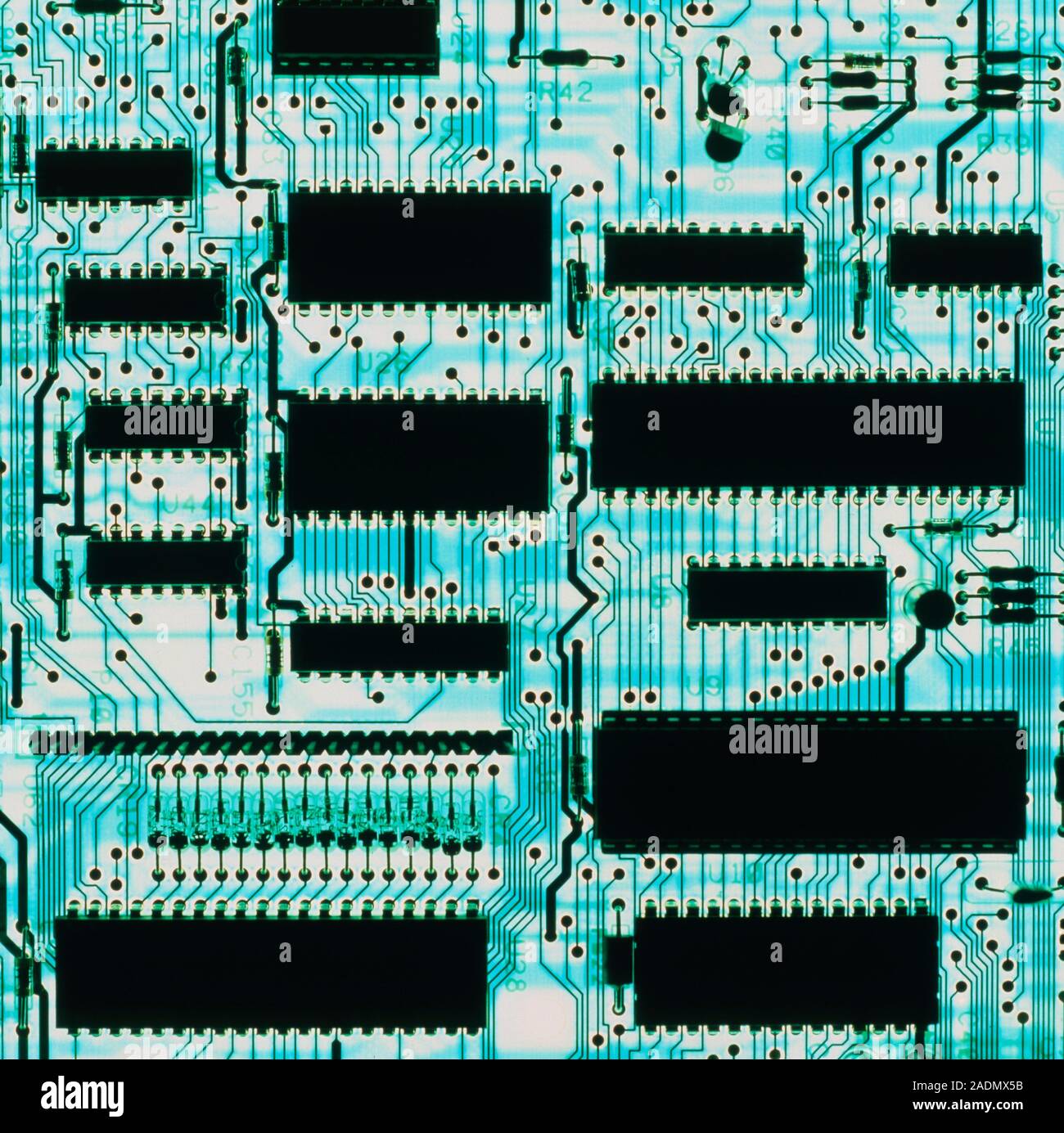 Computer circuit board. Macro photograph of a circuit board from a ...