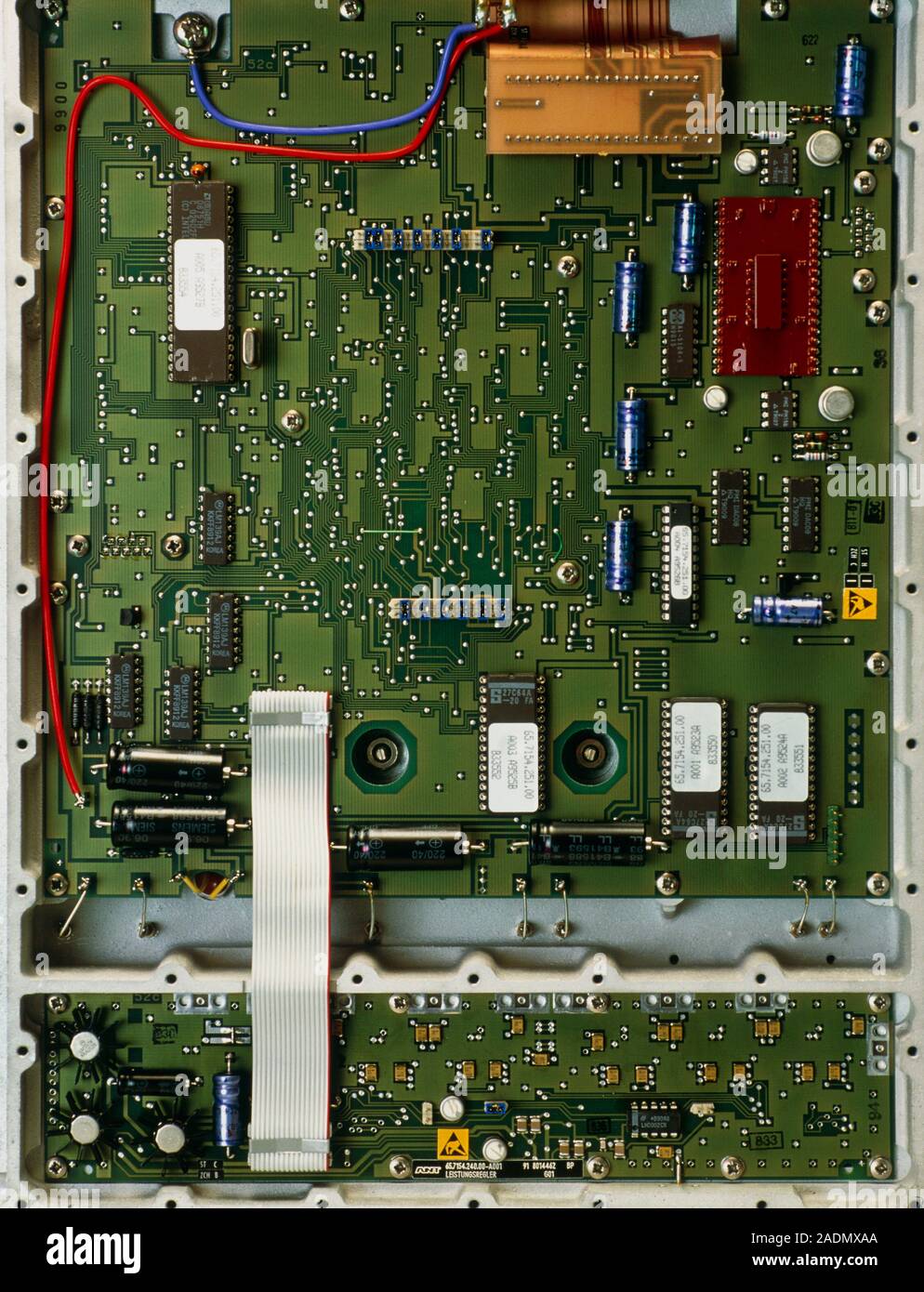 Circuit board. View of a printed circuit board with electronic ...