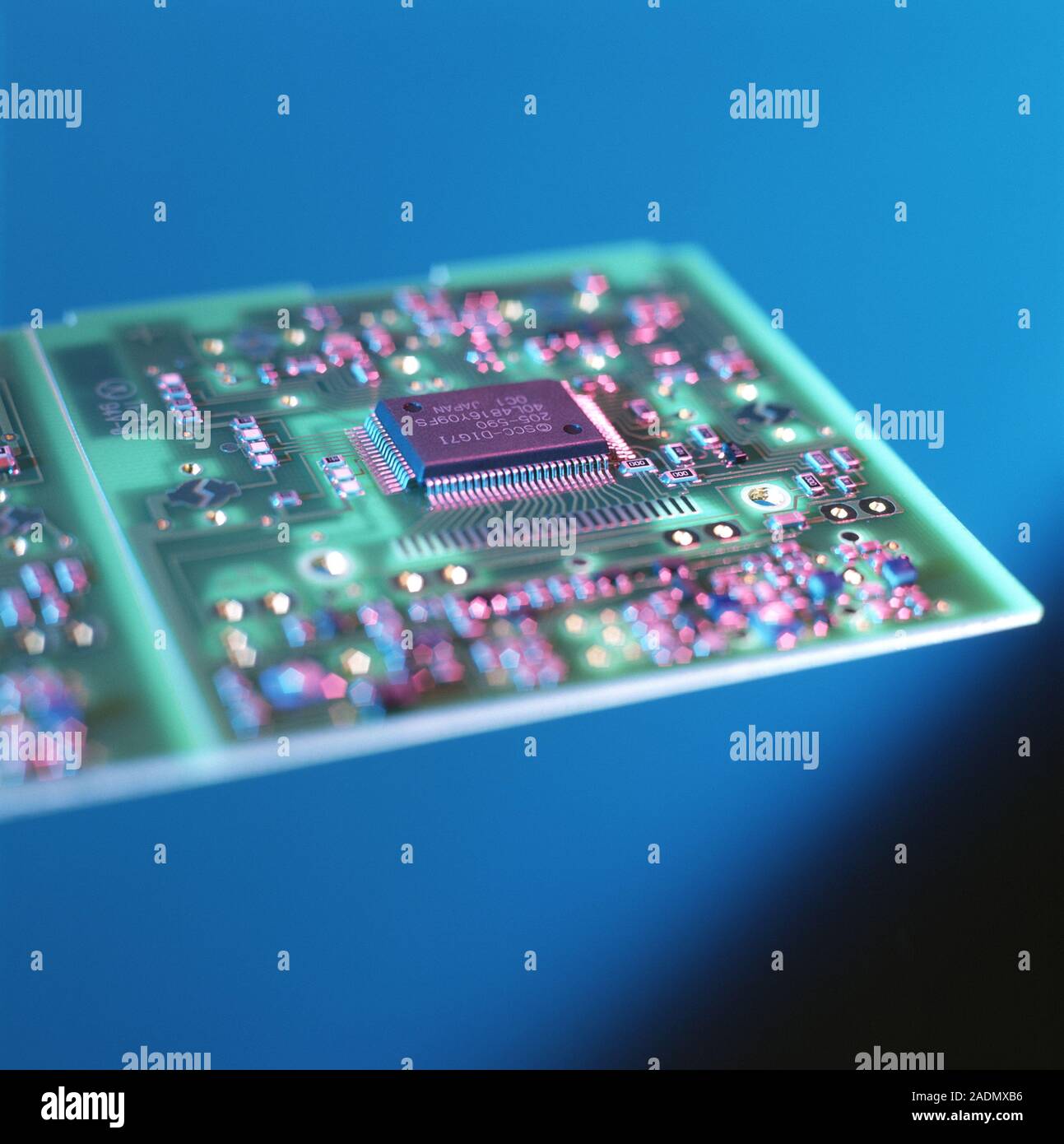 Circuit board. View of a circuit board with electronic components ...