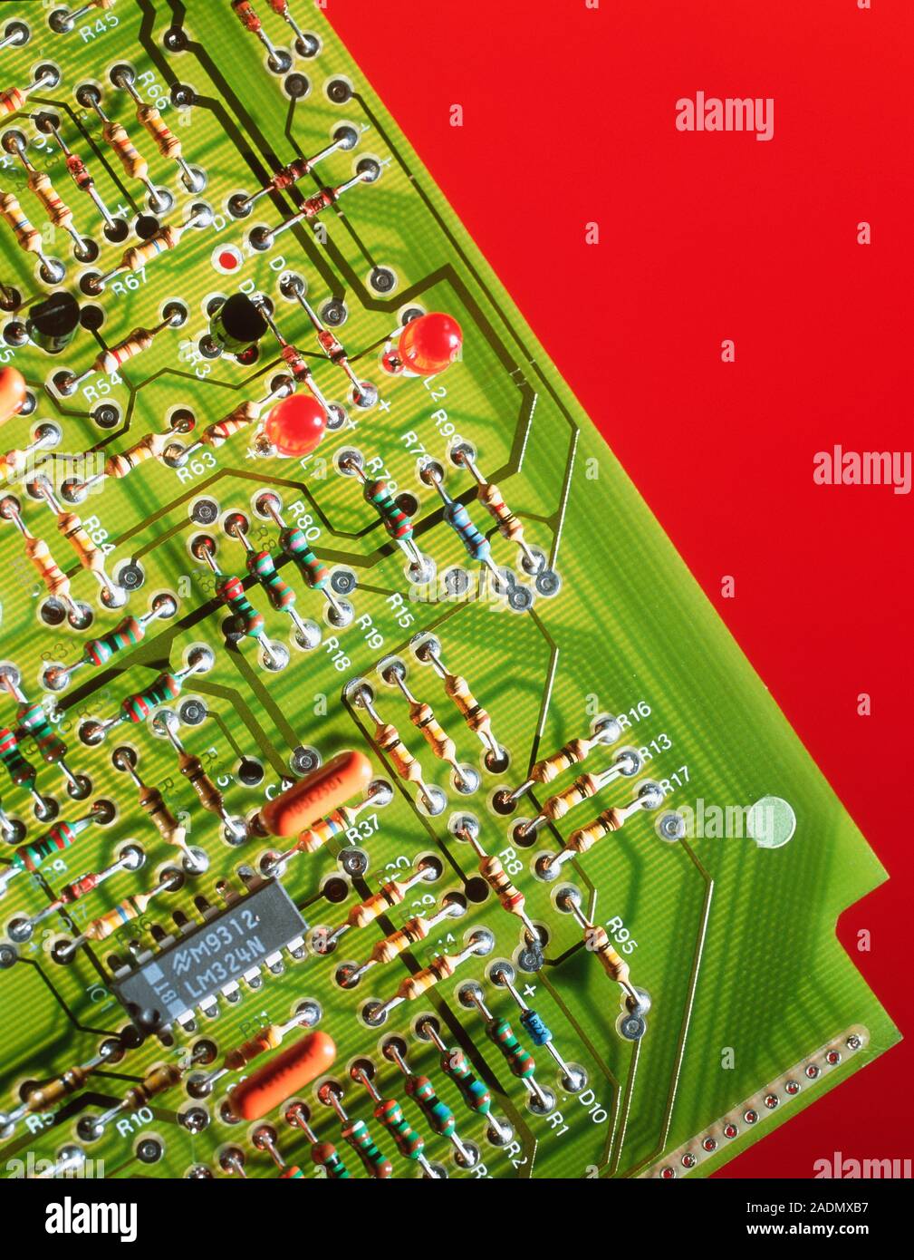 Circuit board. View of a circuit board with electronic components ...