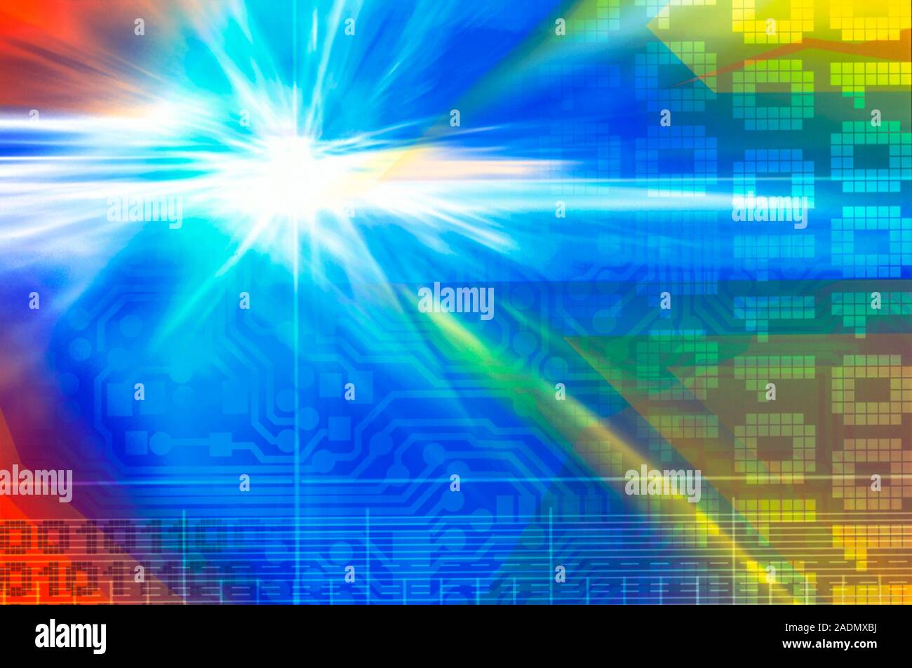 Computer circuits. Conceptual computer artwork of printed circuit board ...