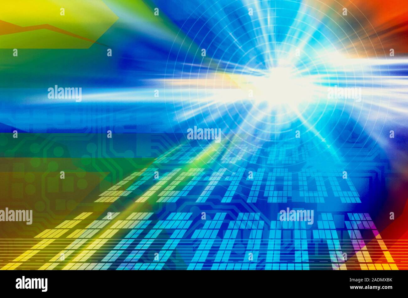 Computer circuits. Conceptual computer artwork of printed circuit board ...