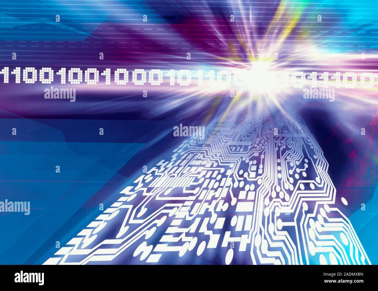 Computer circuits. Conceptual computer artwork of printed circuit board ...