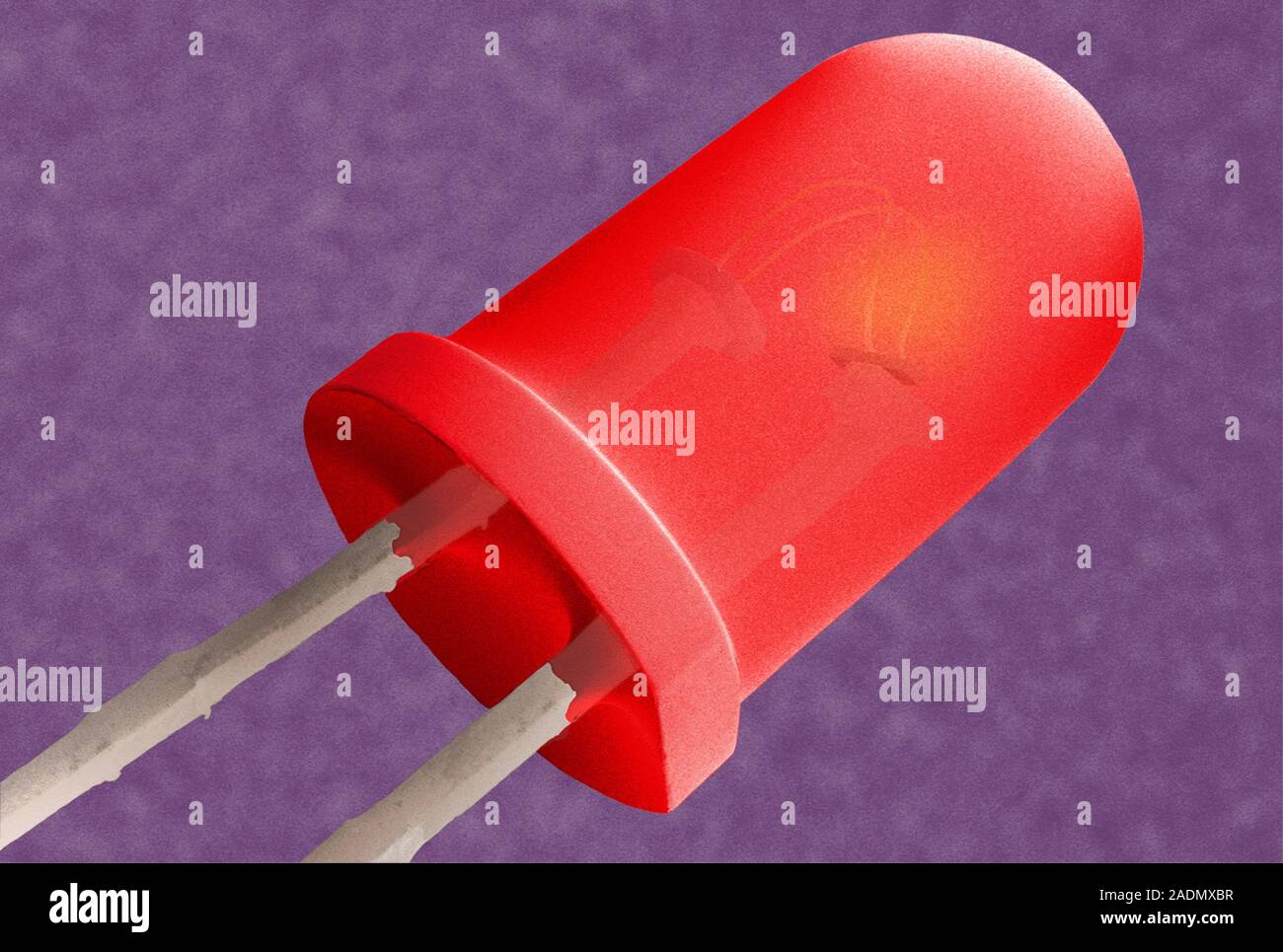 Light-emitting diode (LED), coloured scanning electron micrograph. This ...