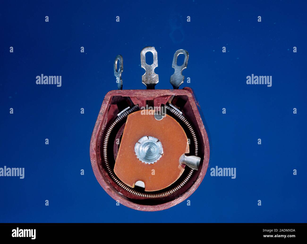 Variable resistor. Also known as a rheostat, this image shows the ...