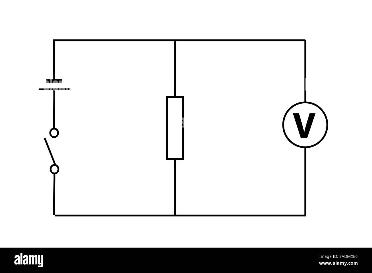 Measuring electric voltage. Circuit diagram showing the arrangement of ...