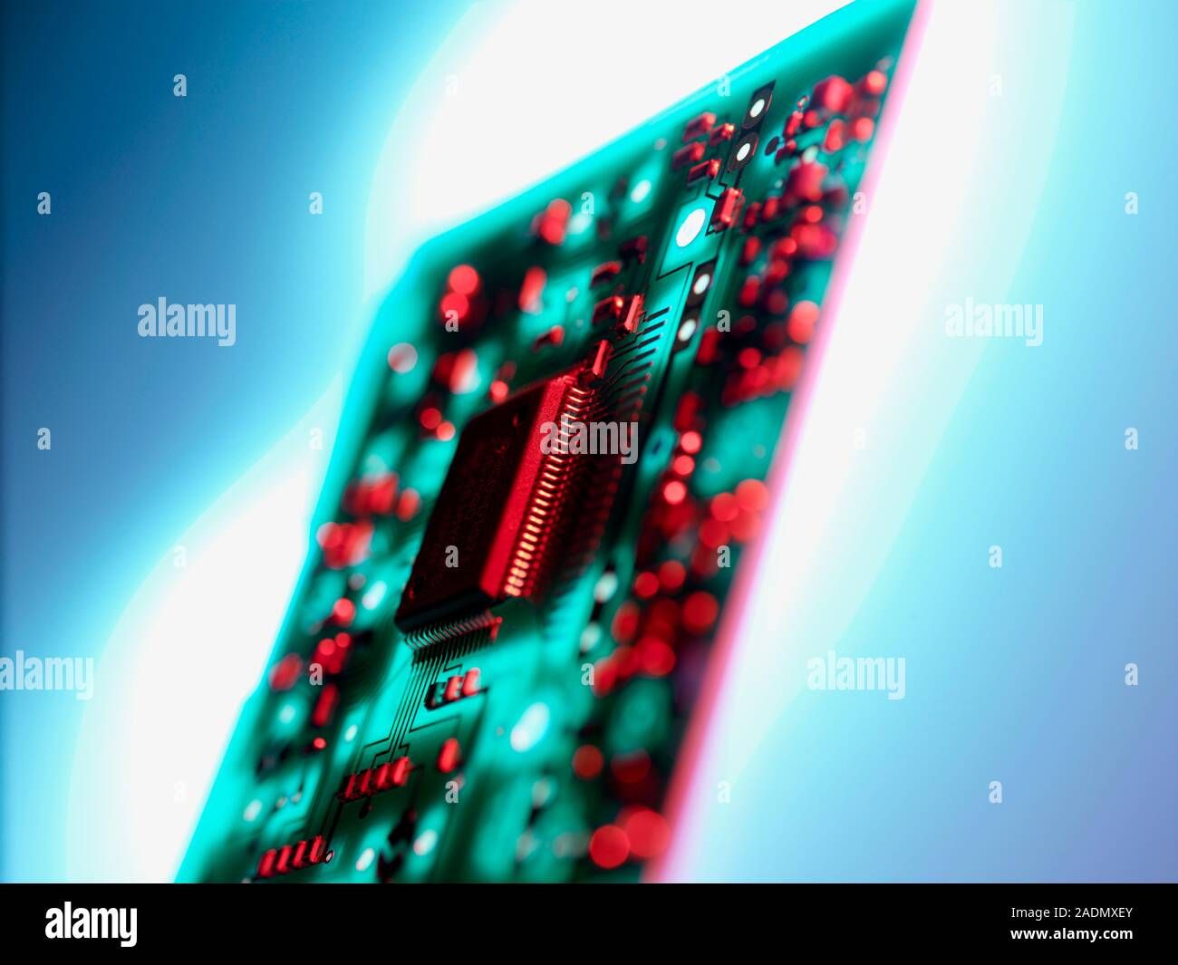 Circuit board. The central processing unit is at centre Stock Photo - Alamy