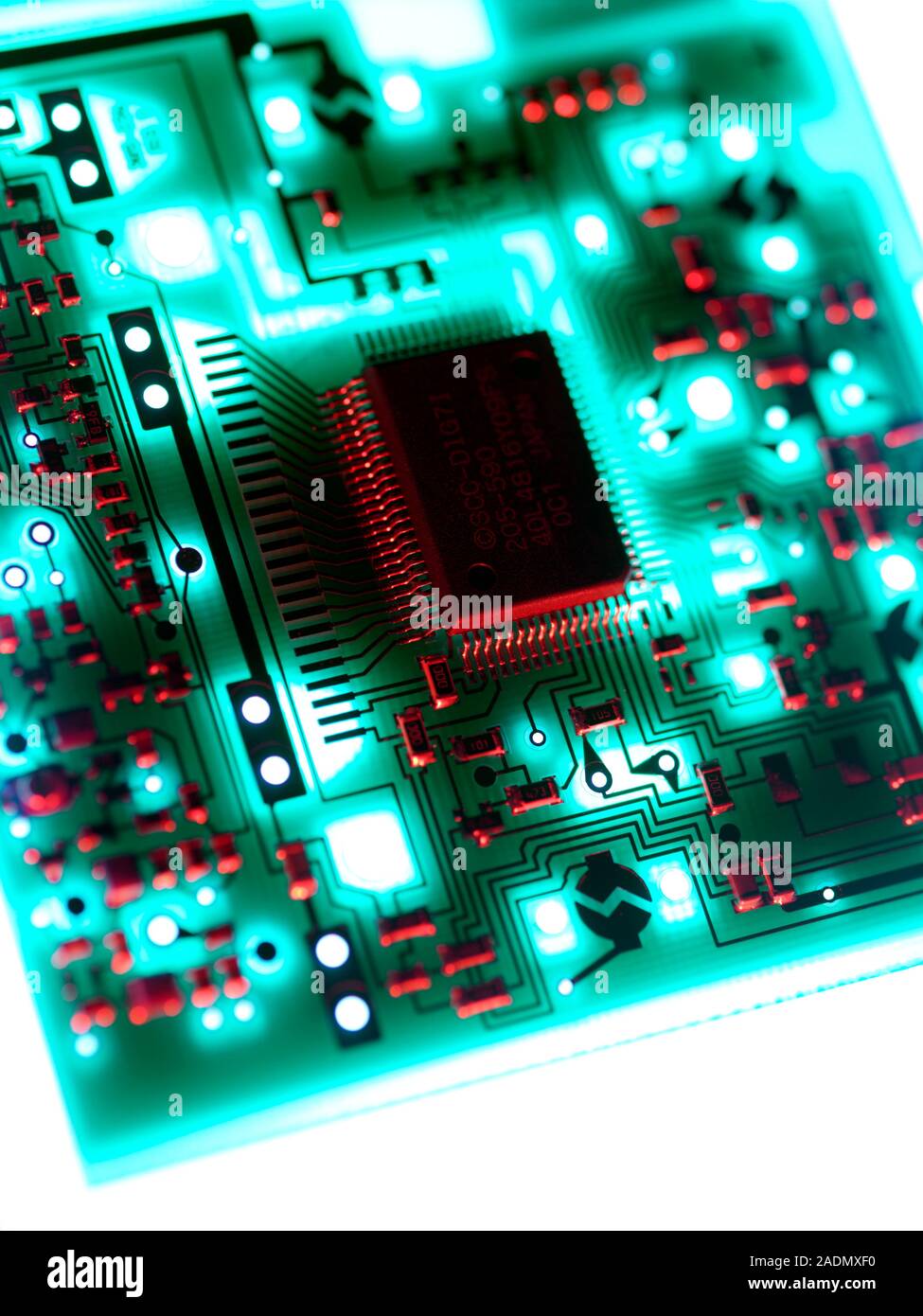 Circuit board. The central processing unit is at centre Stock Photo - Alamy