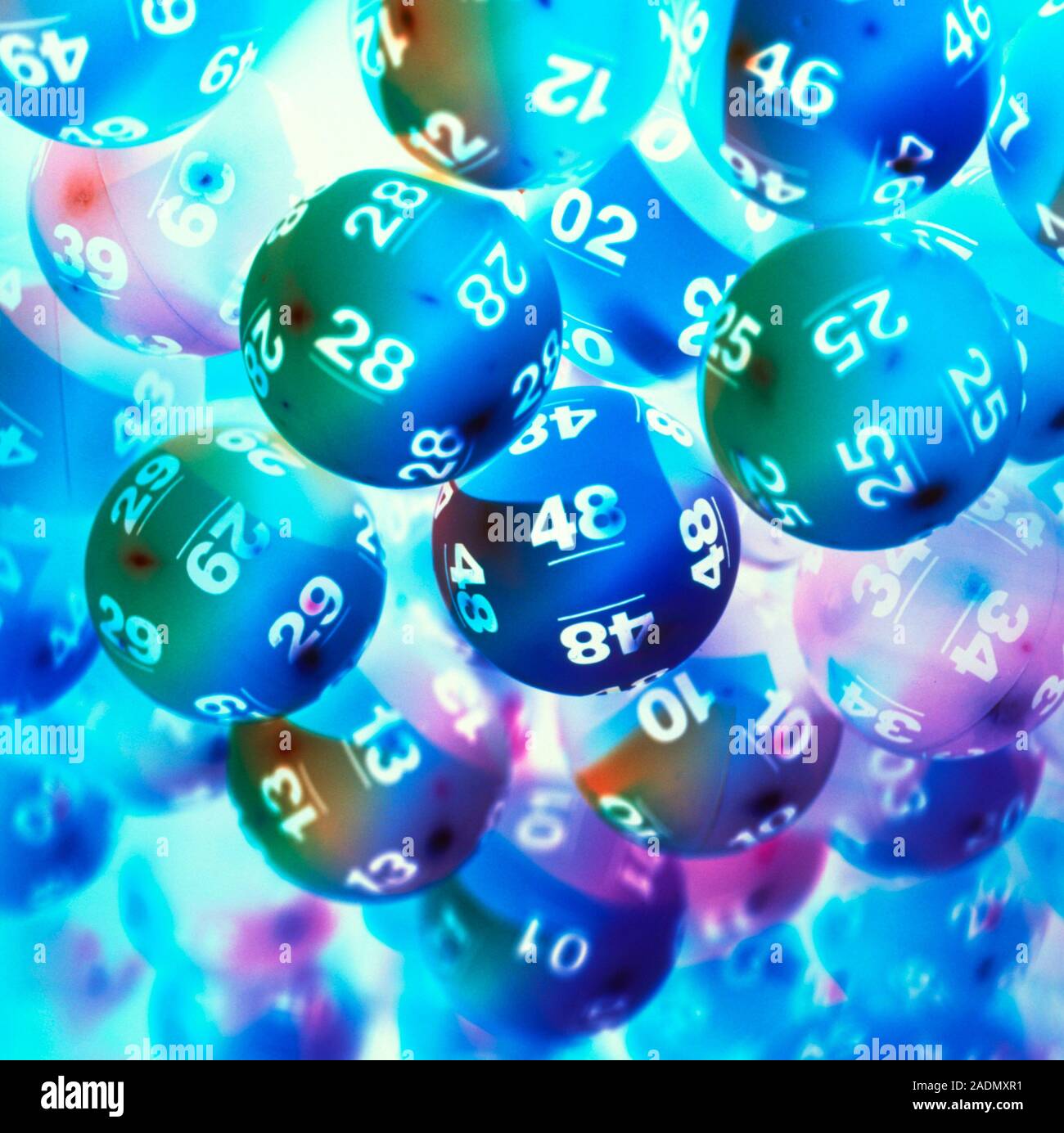 Lottery balls. British national lottery balls which are individually ...