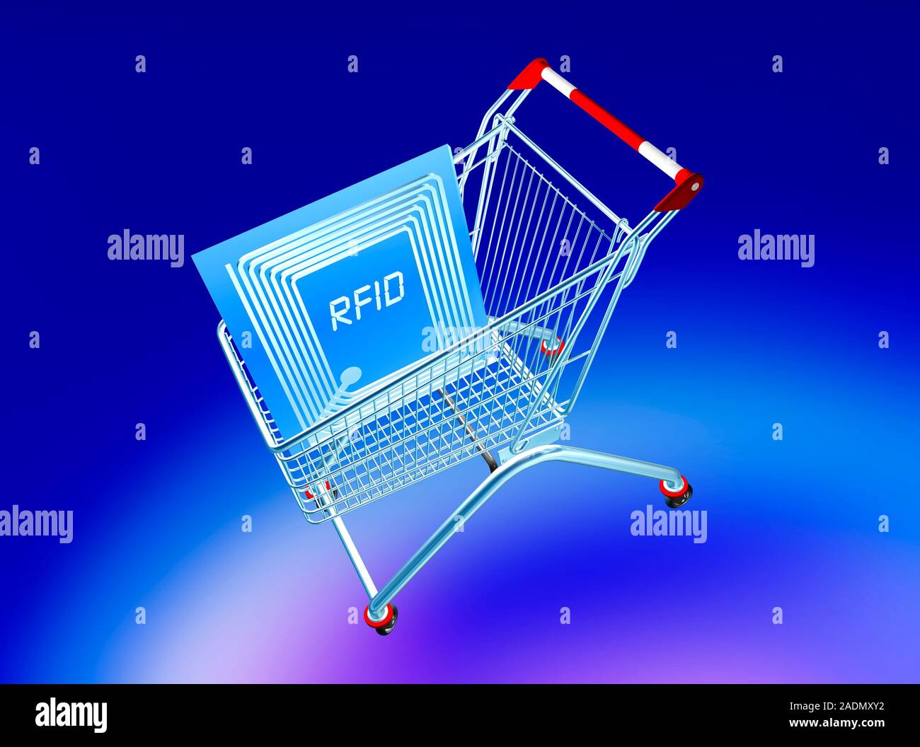 Intelligent labels. Computer artwork of a radio frequency ...