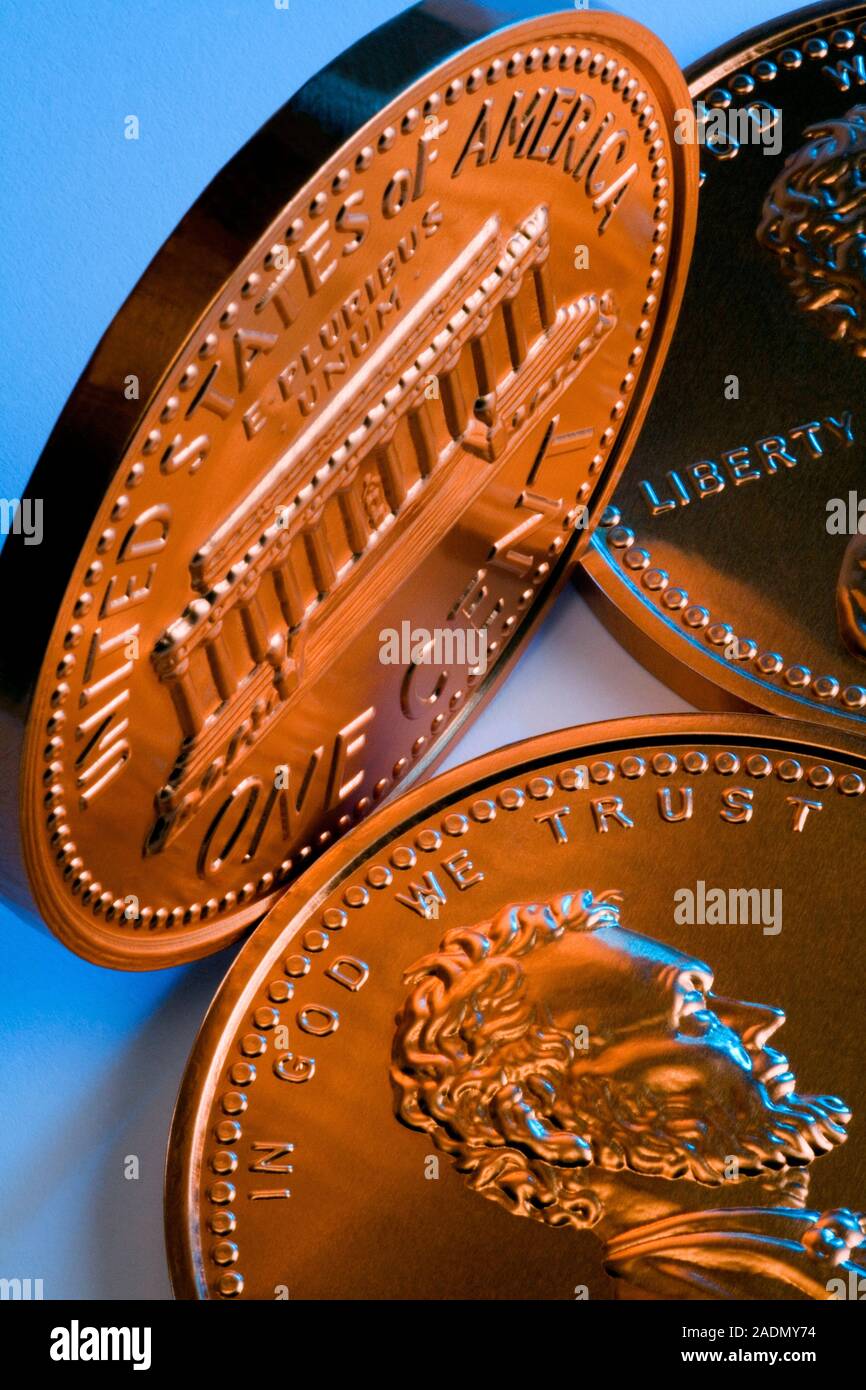 United States one cent coins. The design on the reverse of the coin ...