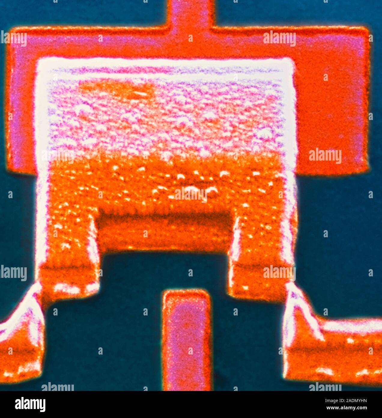 Single Electron Transistor Coloured Scanning Electron Micrograph Sem