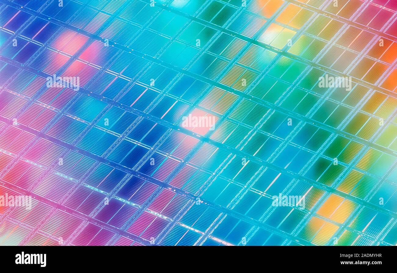 Semiconductor wafer. Computer artwork of a semiconductor wafer. The ...